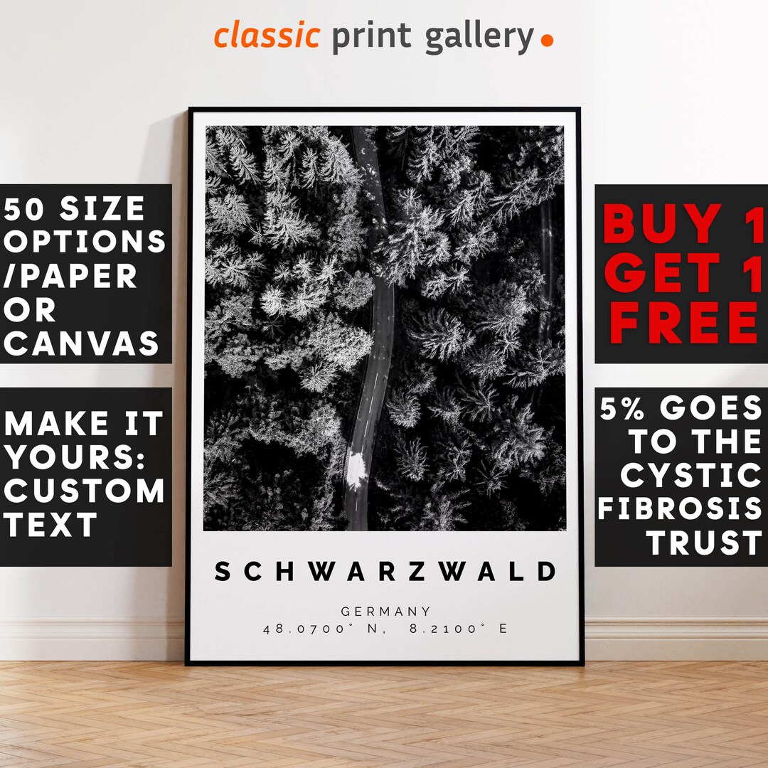 Schwarzwald Poster Black and White Print, Schwarzwald Wall Art ...