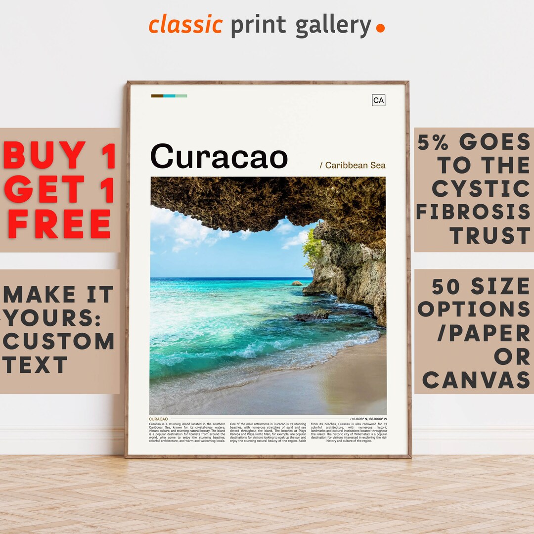 Curacao Print, Curacao Wall Art, Curacao Color Poster With Text ...