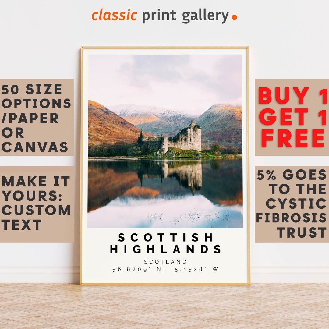 Scottish Highlands Poster Colorful Print, Scottish Highlands Wall Art ...