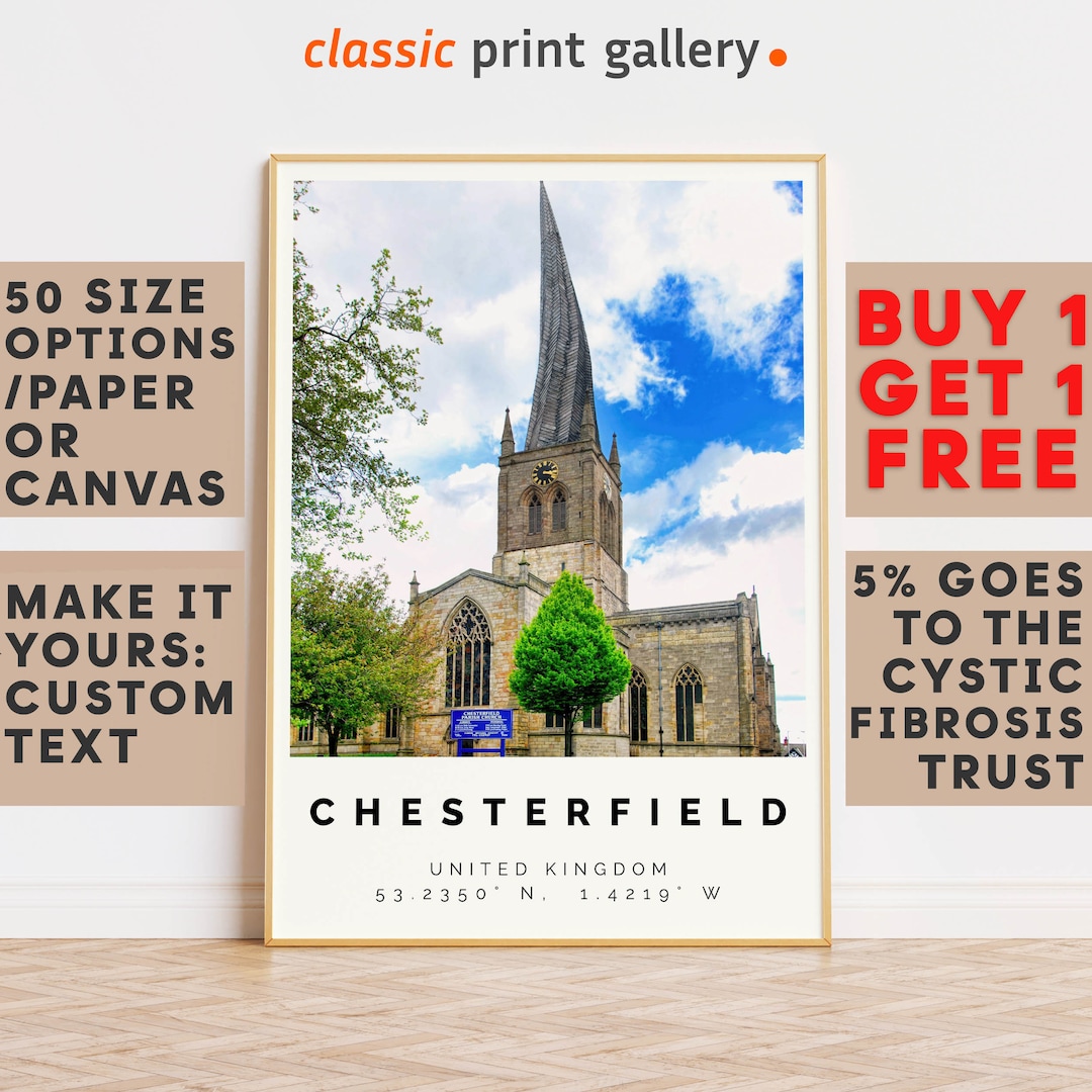 Chesterfield Poster Colorful Print, Chesterfield Wall Art, Chesterfield ...