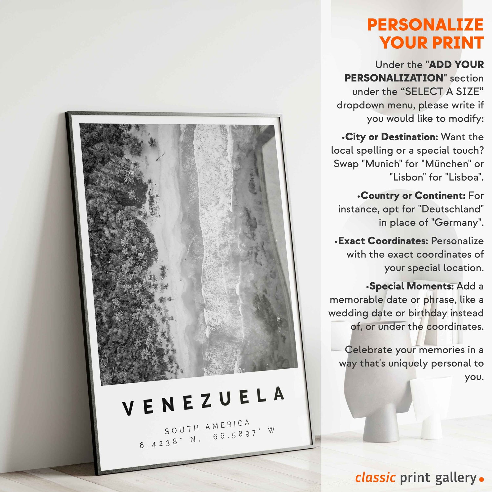 Venezuela Poster Black and White Print, Venezuela Wall Art, Venezuela ...