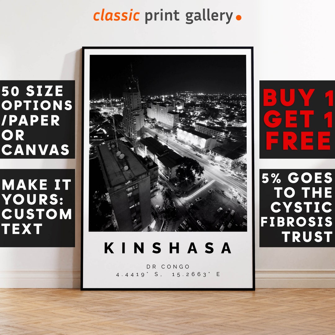 Kinshasa Print Black and White Photo, Kinshasa Wall Art, Kinshasa ...