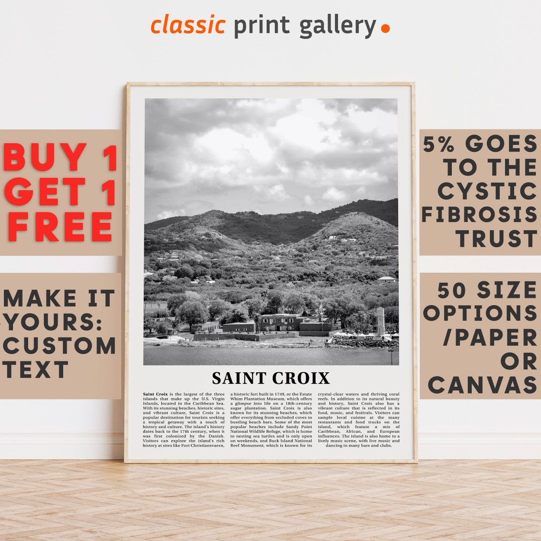 Saint Croix Print, Saint Croix Wall Art, Saint Croix Black and White ...