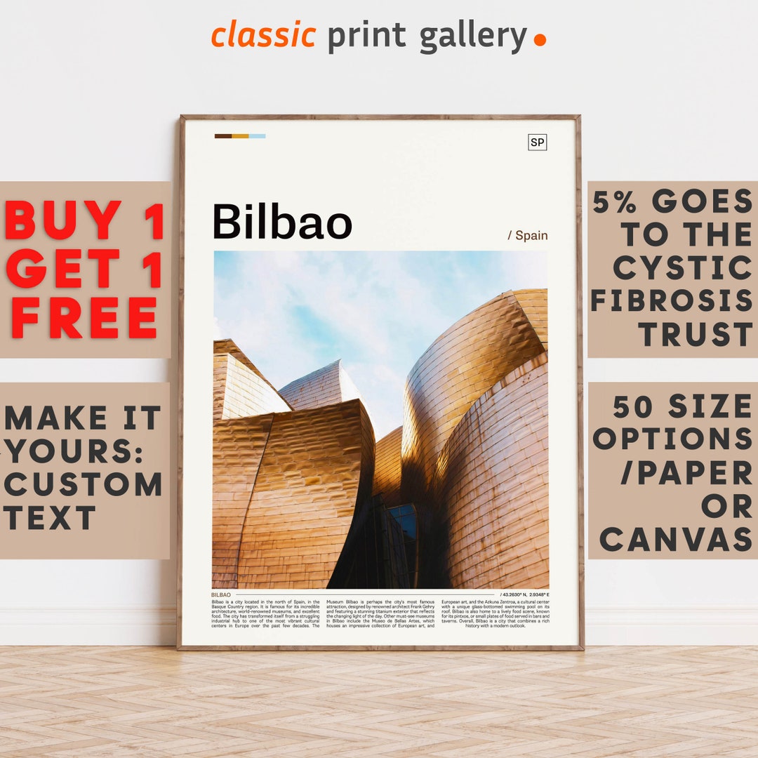 Bilbao Print, Bilbao Wall Art, Bilbao Color Poster With Text ...
