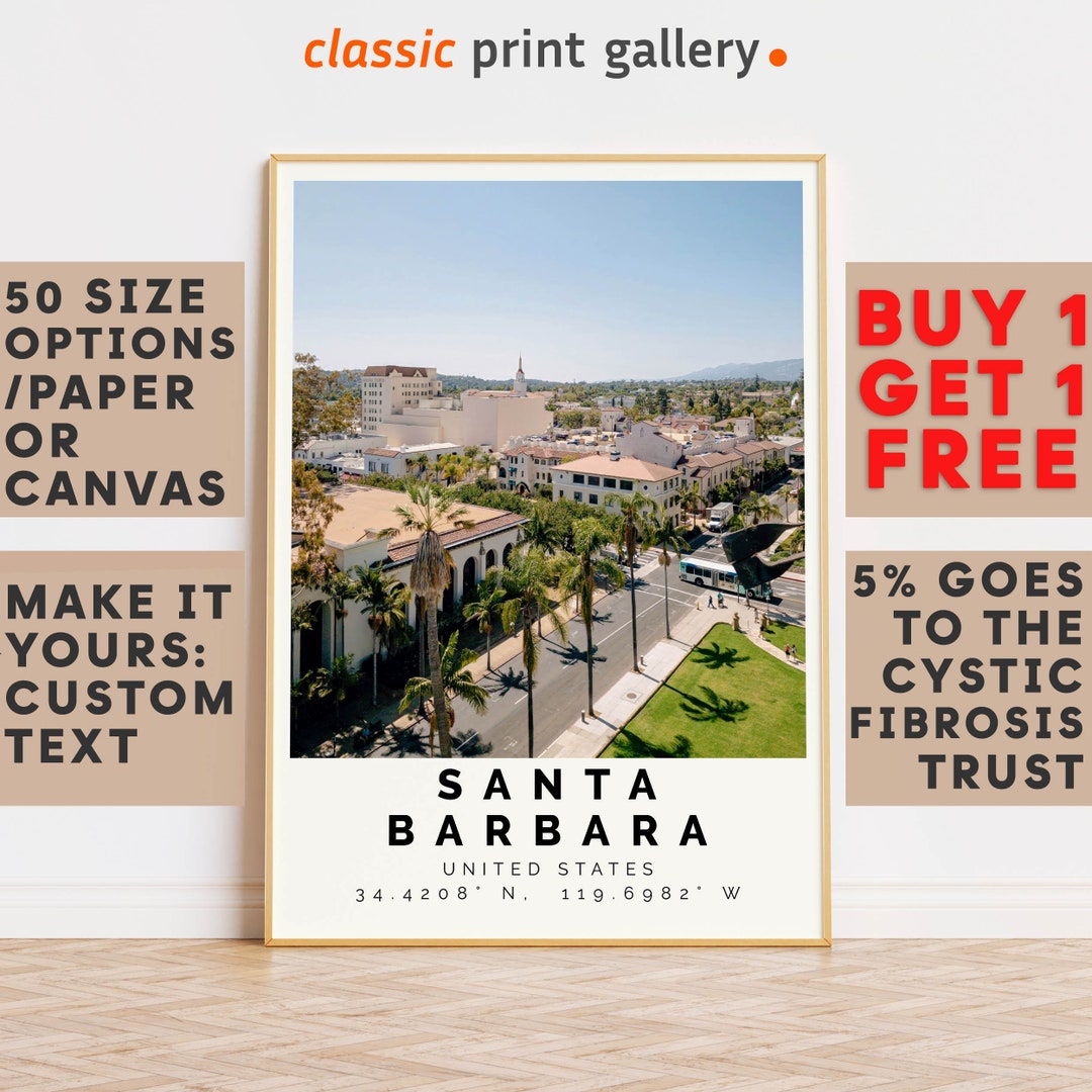Santa Barbara Poster Colorful Print, Santa Barbara Wall Art, Photo ...