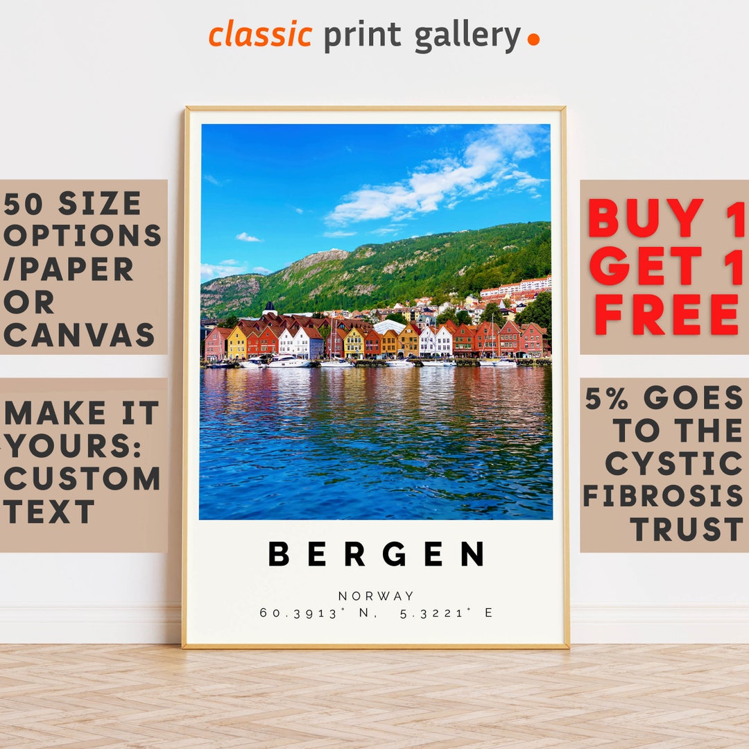 Bergen Poster Colorful Print, Bergen Wall Art, Bergen Photo Decor ...