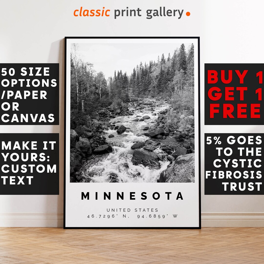 Minnesota Poster, Minnesota Print, Minnesota Black and White ...
