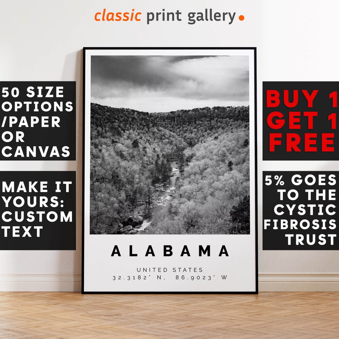 Alabama Print Black and White Photo, Alabama Wall Art, Alabama Travel ...