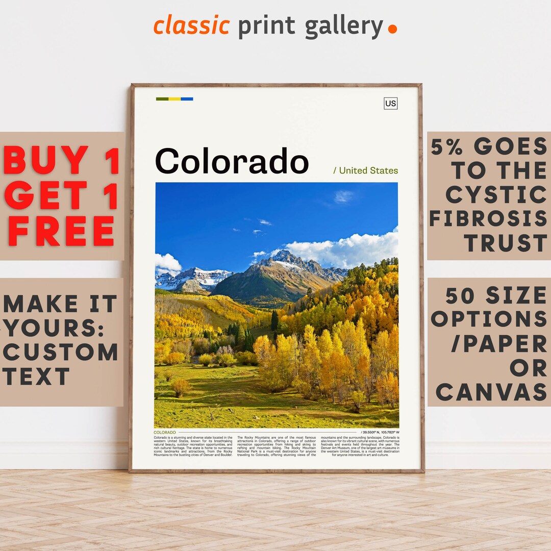 Colorado Print, Colorado Wall Art, Colorado Color Poster With Text ...