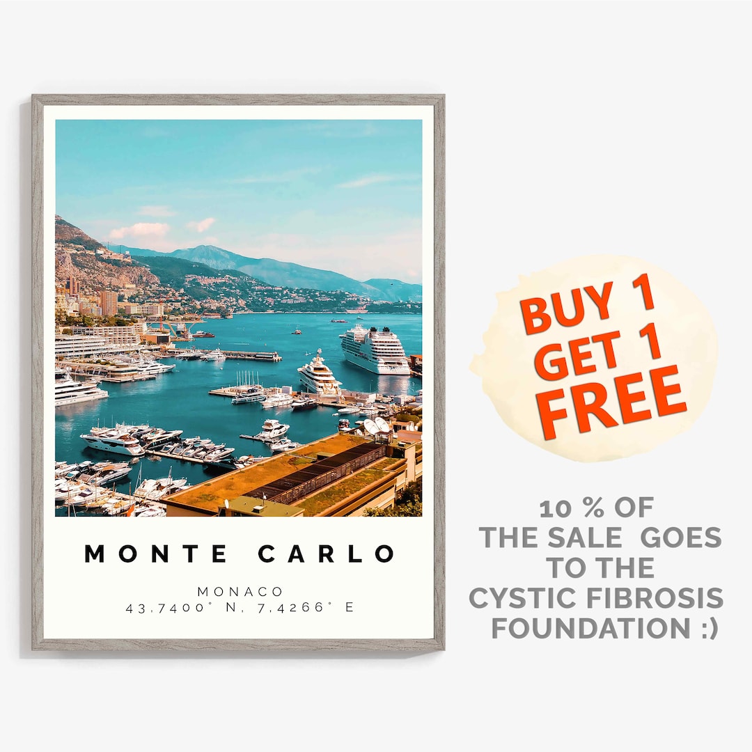 Monte Carlo Poster Colorful Print Monte Carlo Wall Art Monte - Etsy