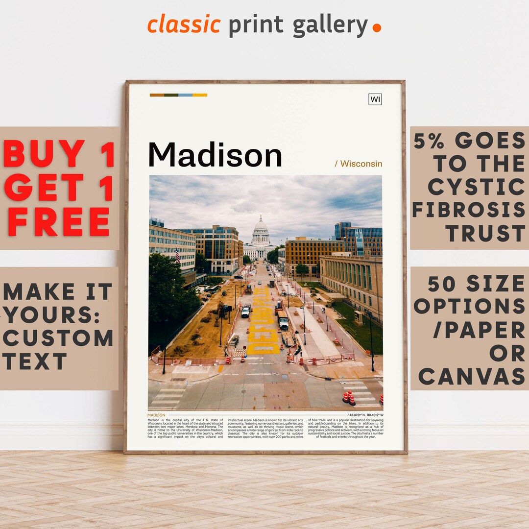Madison Print, Madison Wall Art, Madison Color Poster With Text ...
