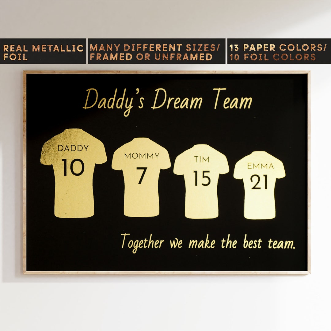 Personalized Fathers Day Football Soccer Print in Gold Foil, Family ...