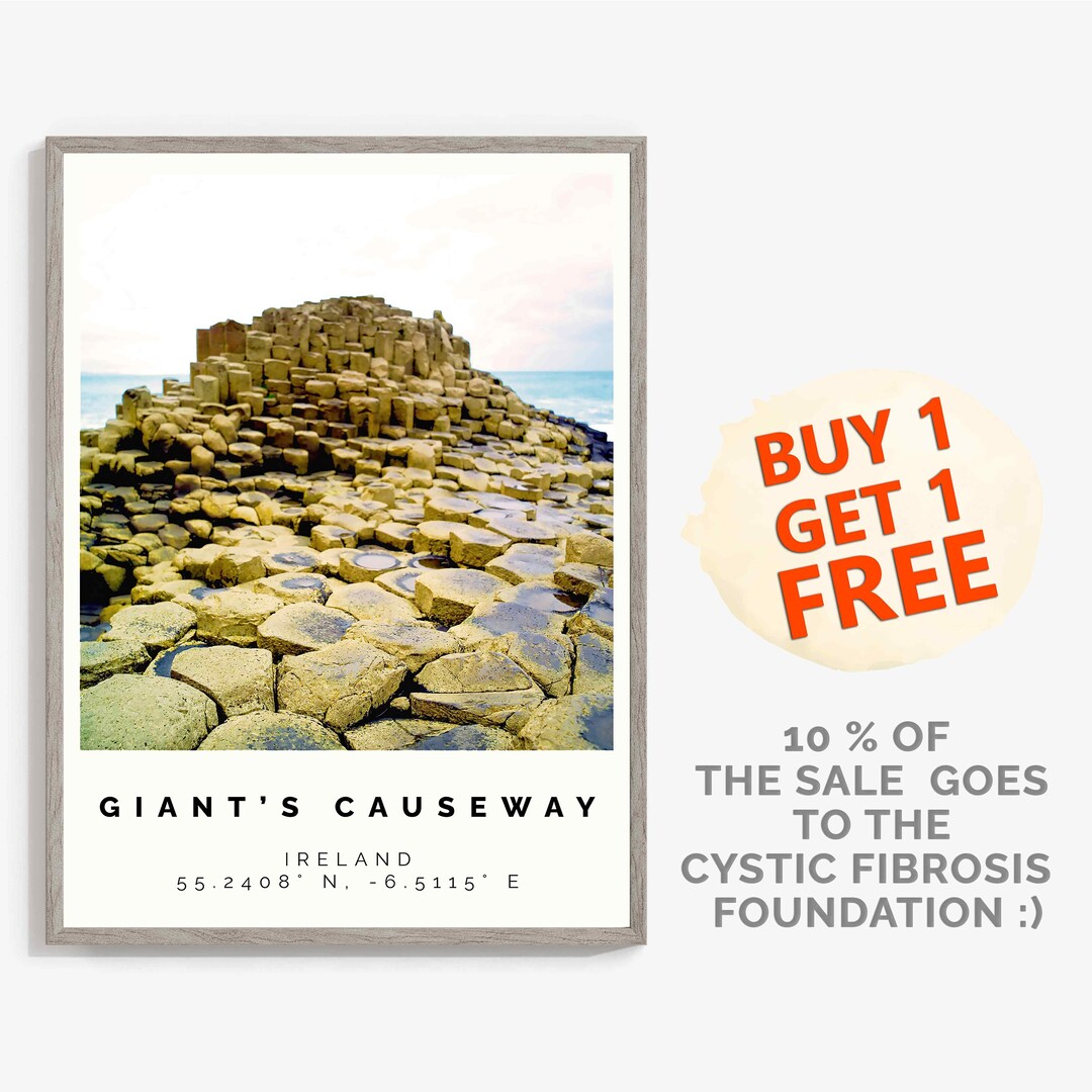 Giants Causeway Poster Colorful Print Giants Causeway Wall - Etsy