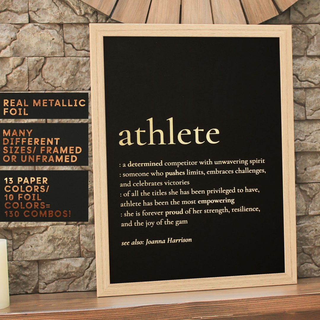 Athlete Definition Gold Foil Print Poster Wall Art | birthday Gift for ...