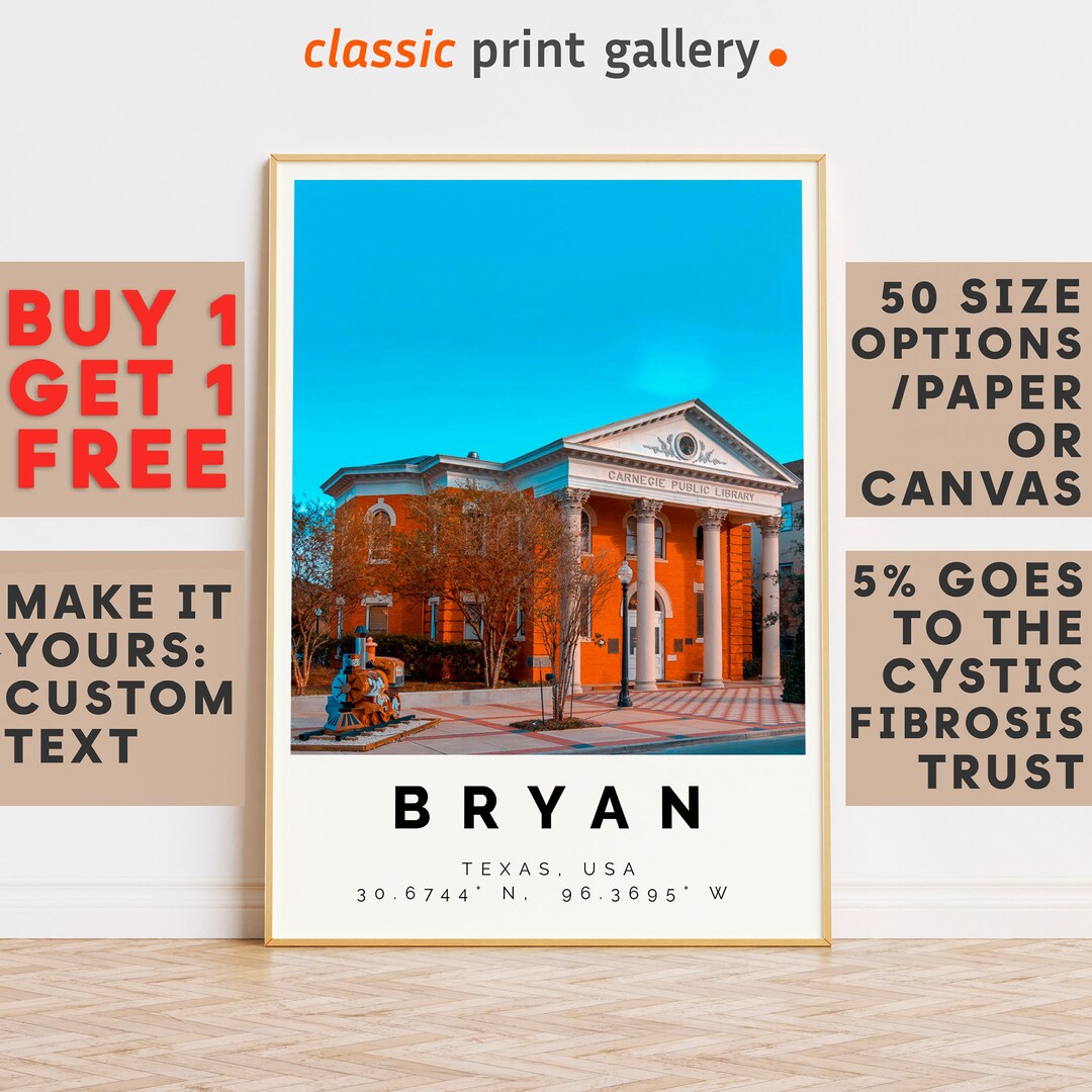 Bryan Print Colorful Poster|bryan Wall Art|bryan Travel Poster Gift ...