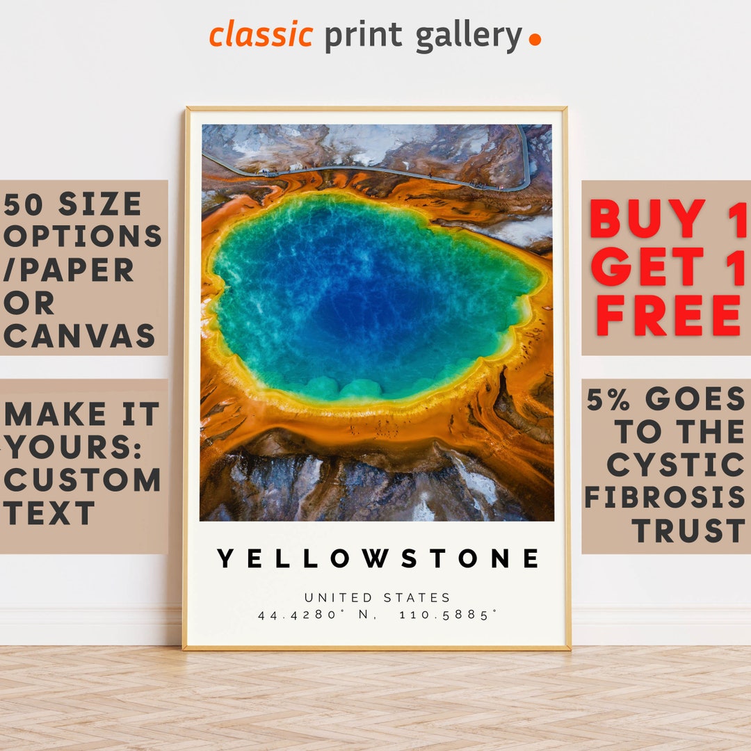 Yellowstone Poster Colorful Print, Yellowstone Wall Art, Yellowstone ...
