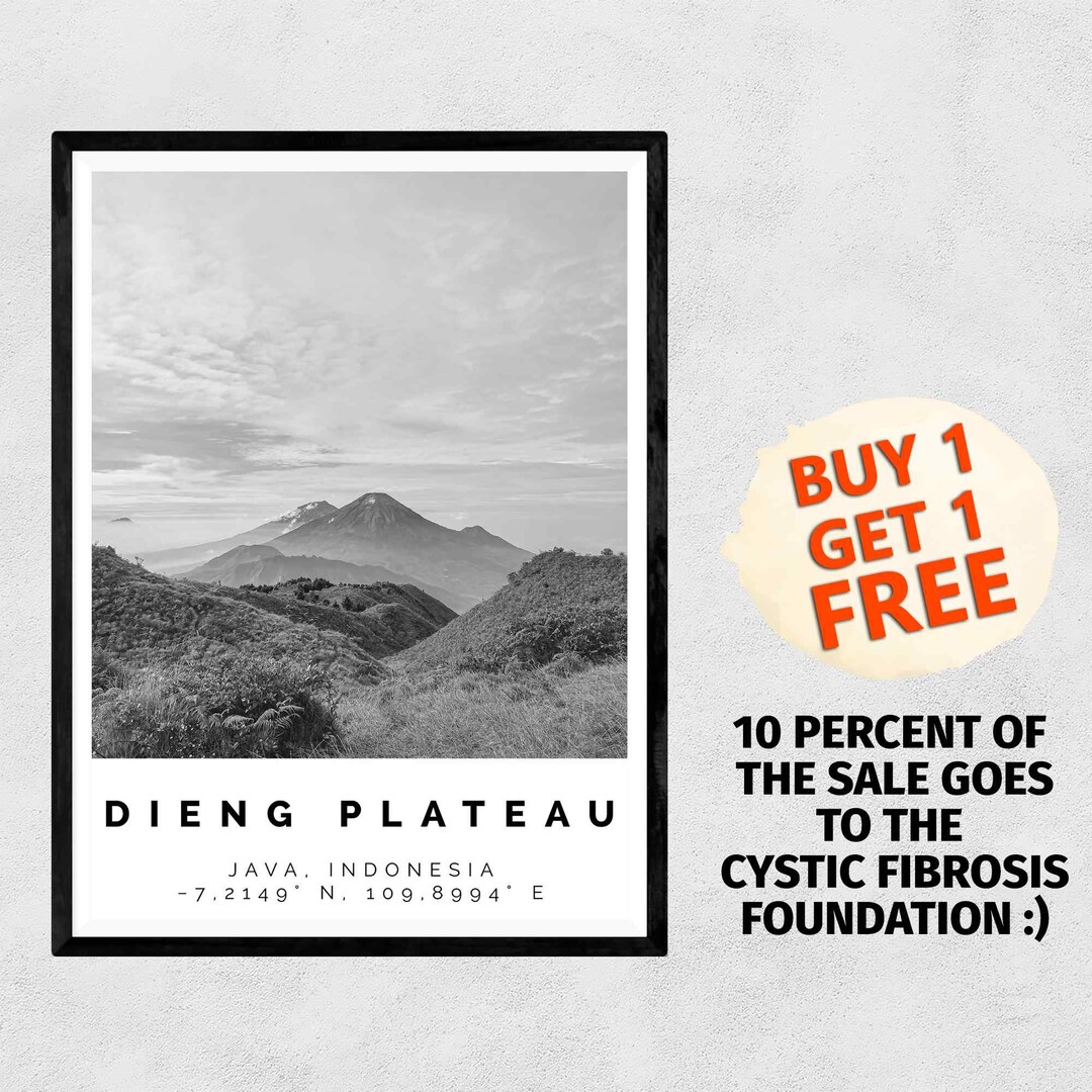 Dieng Plateau Poster Black and White Print Dieng Plateau Wall - Etsy