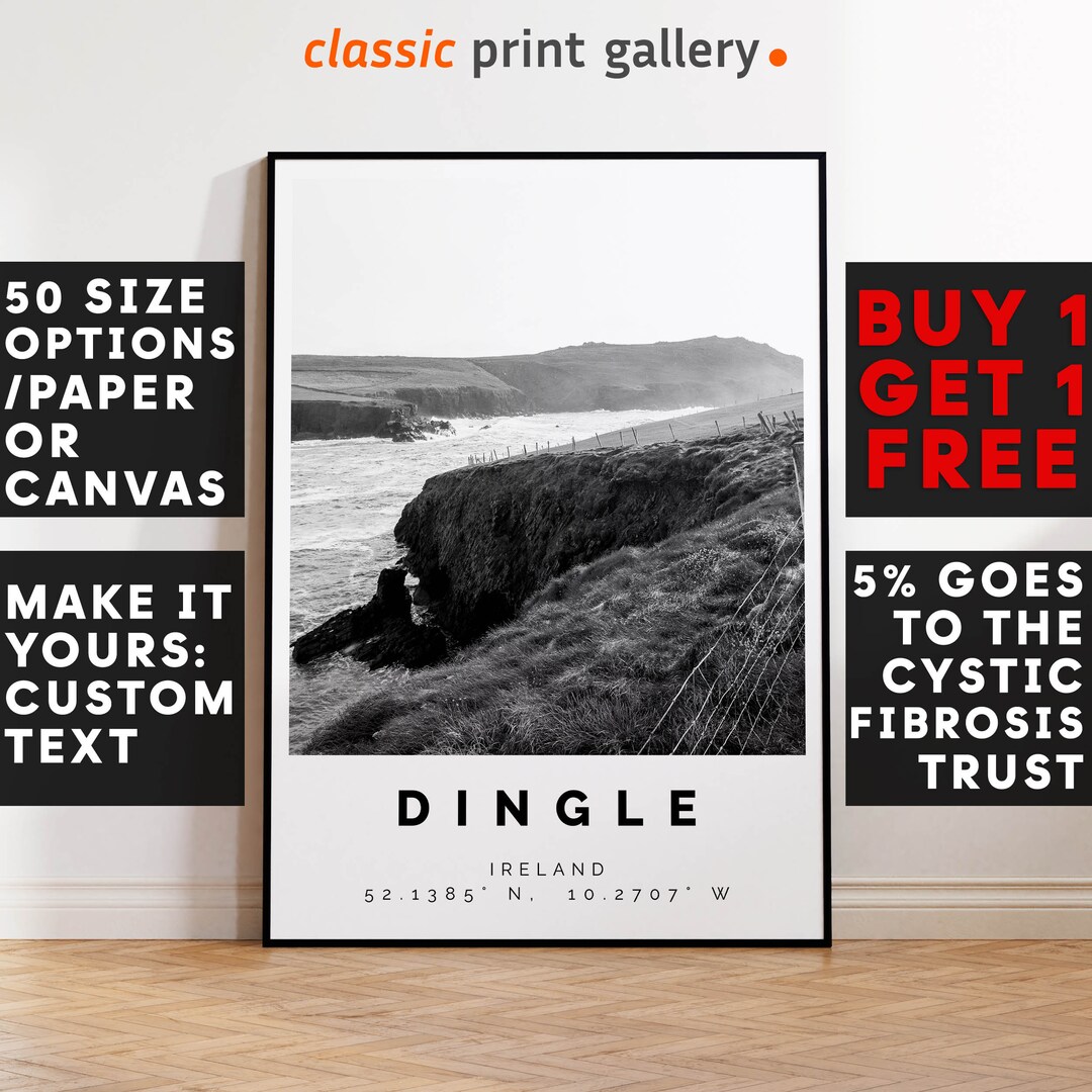 Dingle Poster Black and White Print, Dingle Wall Art, Dingle Travel ...