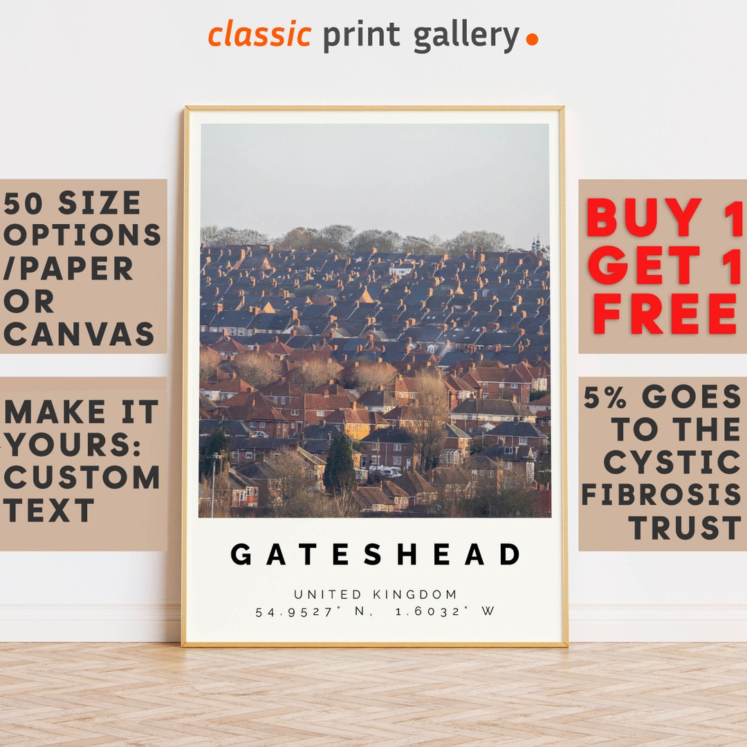 Gateshead Poster Colorful Print, Gateshead Wall Art, Gateshead Photo ...