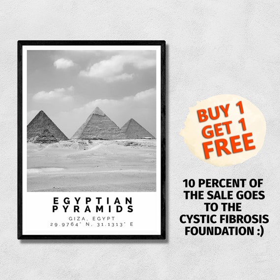 Egyptian Pyramids Poster Black and White Print Egyptian - Etsy