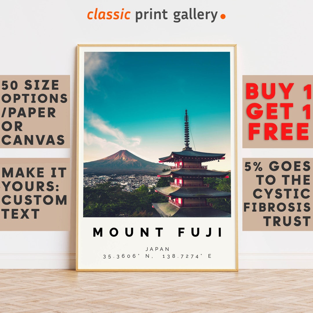 Mount Fuji Poster Colorful Print, Mount Fuji Wall Art, Mount Fuji Photo ...