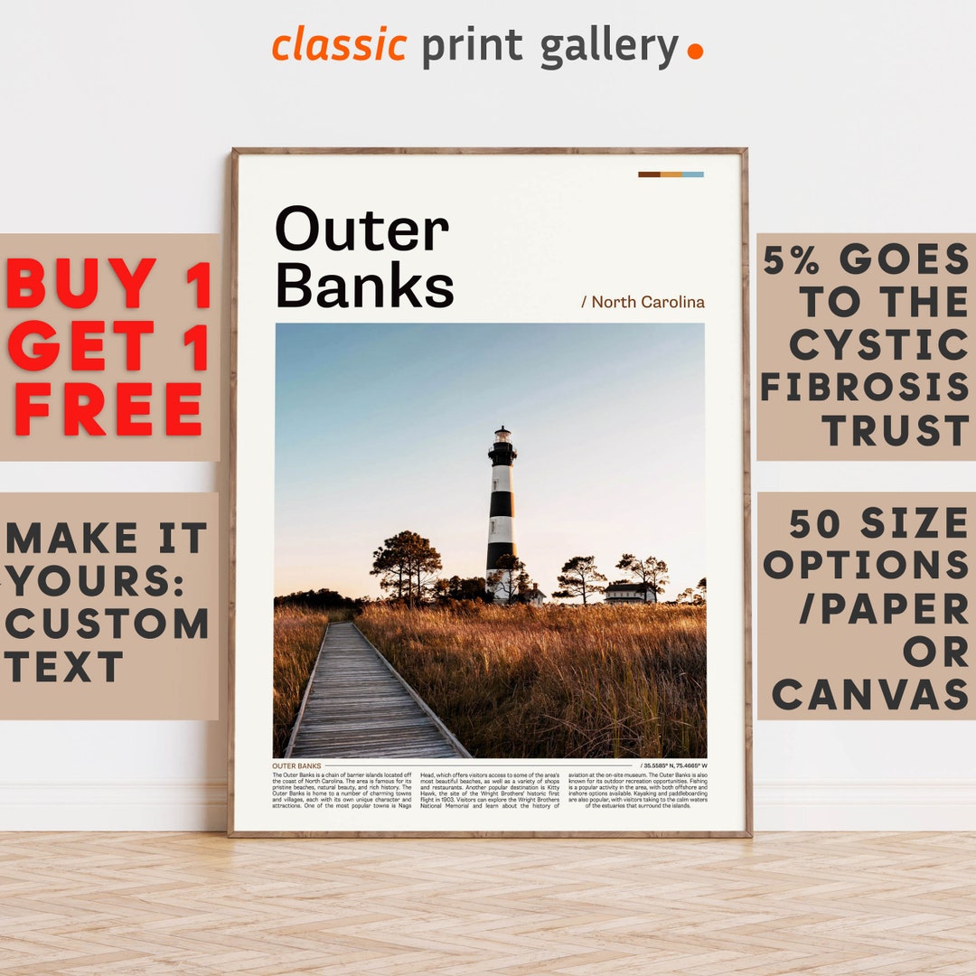 Outer Banks Print, Outer Banks Wall Art, Outer Banks Color Poster With ...