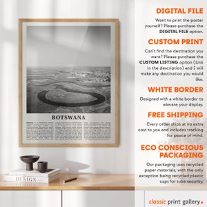 Botswana Print, Botswana Wall Art, Botswana Black and White Poster ...