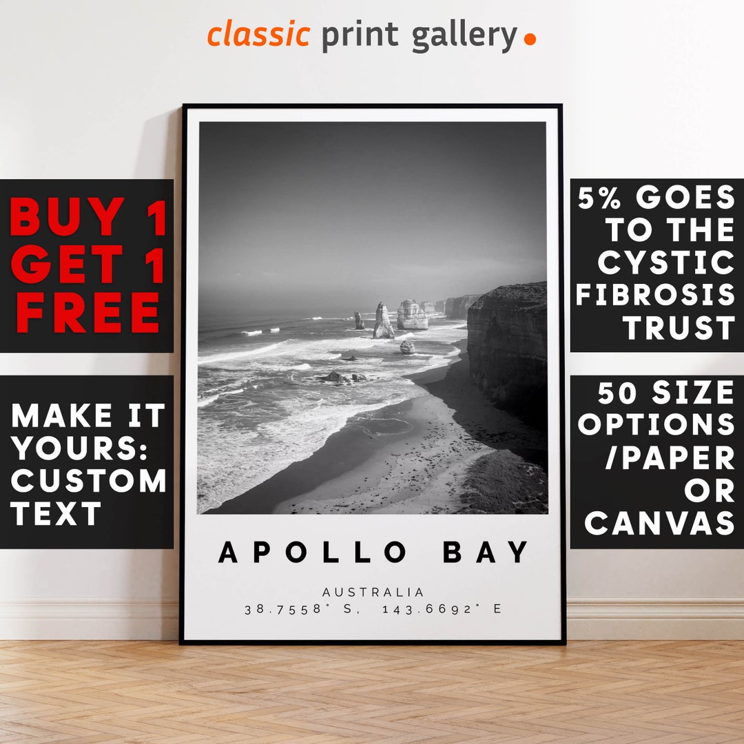 Apollo Bay Print,apollo Bay Wall Art,apollo Bay Black and White Poster ...