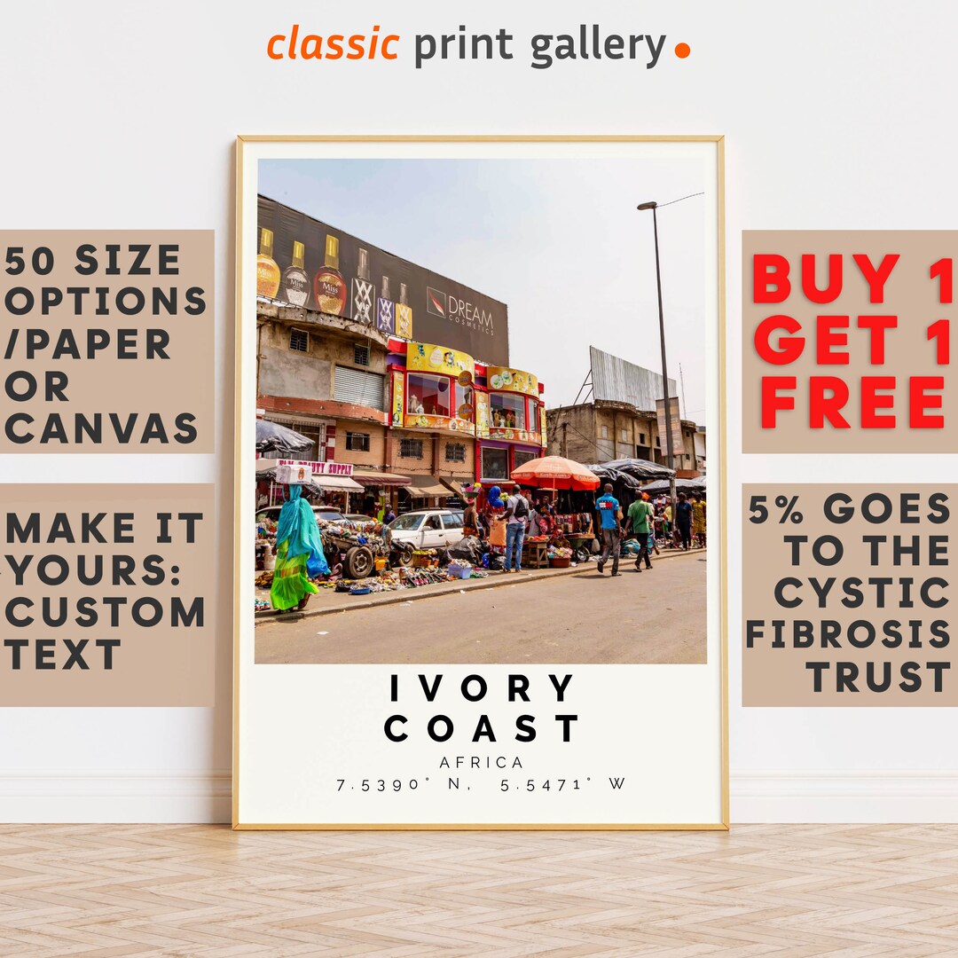 Ivory Coast Poster Colorful Print, Ivory Coast Wall Art, Ivory Coast ...