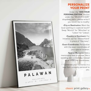 Palawan Poster Black and White Print, Palawan Wall Art, Palawan ...