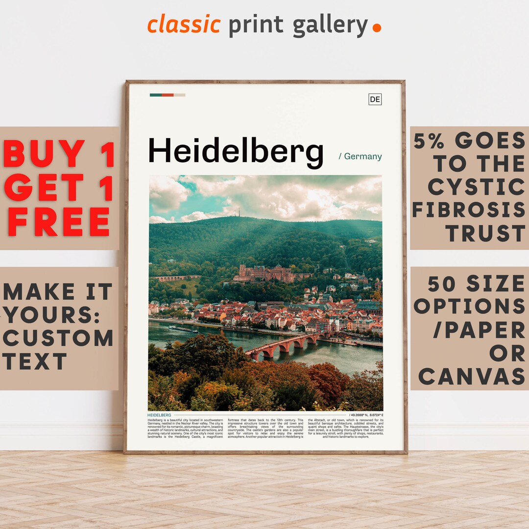 Heidelberg Print, Heidelberg Wall Art, Heidelberg Color Poster With ...