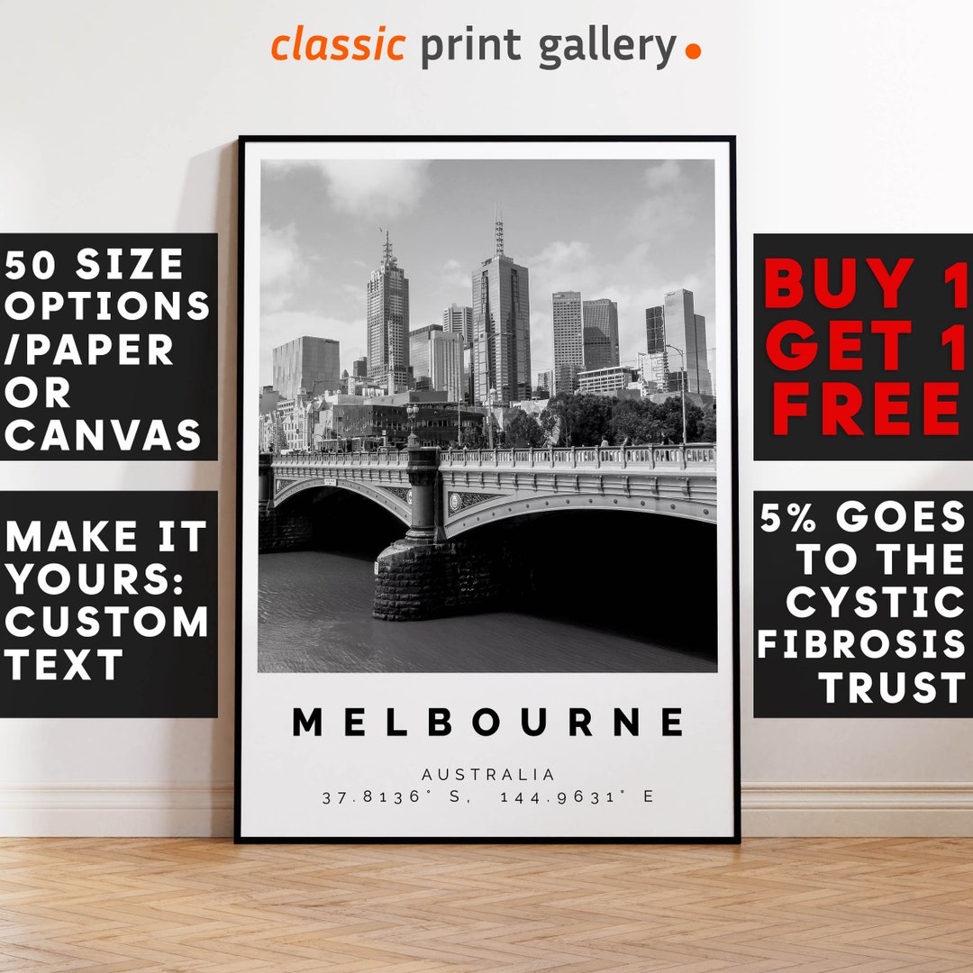 Melbourne Poster Black and White Photo, Melbourne Wall Art, Melbourne ...