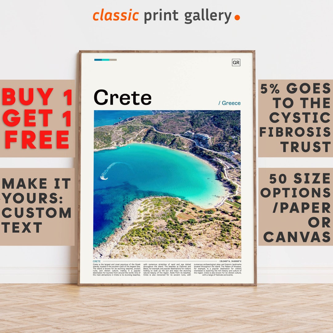 Crete Print, Crete Wall Art, Crete Color Poster With Text, Personalized ...