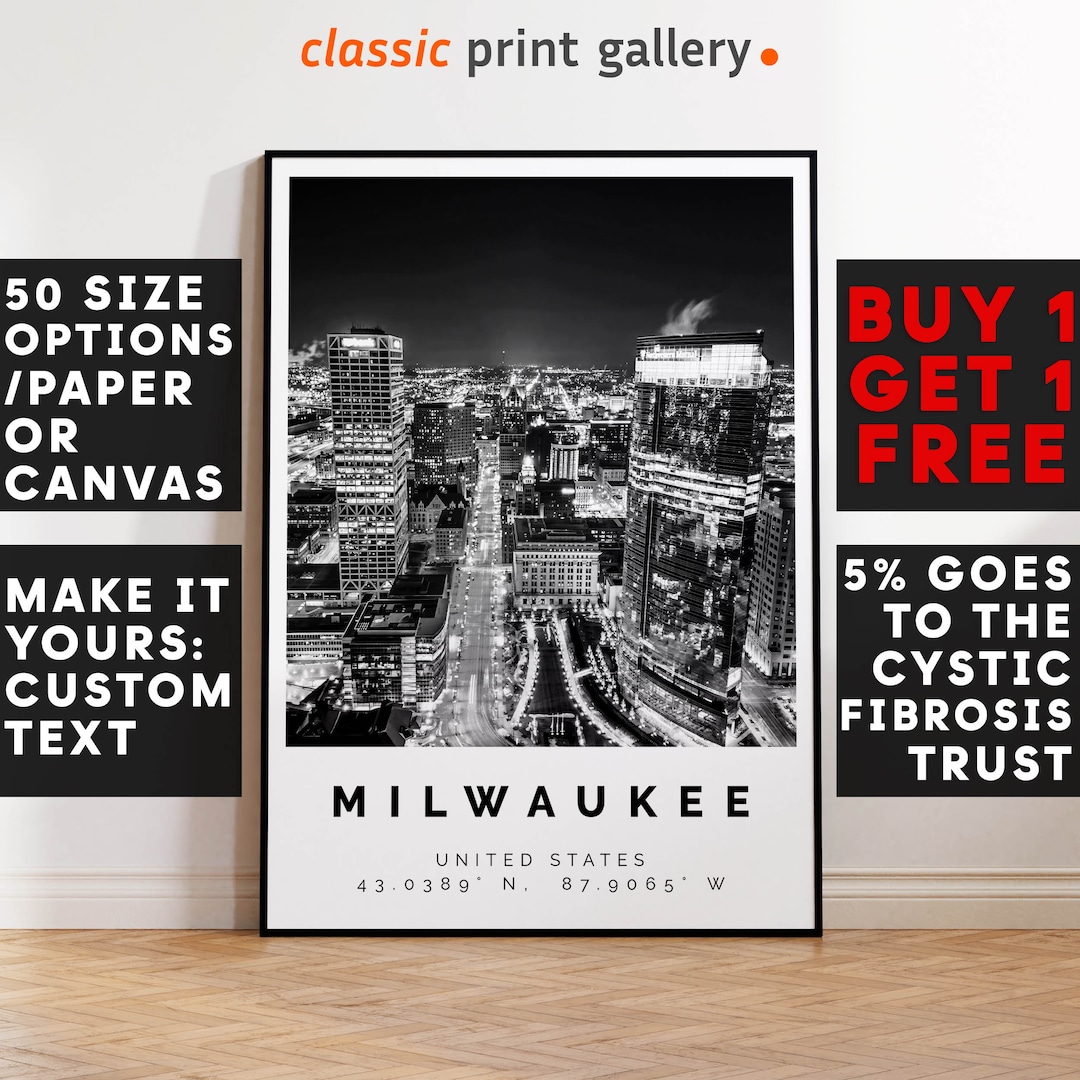 Milwaukee Print Black and White Photo, Milwaukee Wall Art, Milwaukee ...
