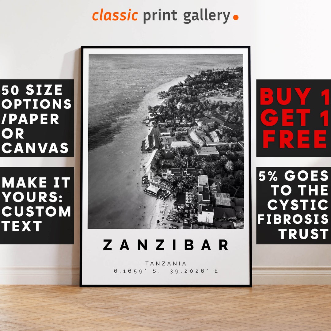 Zanzibar Poster Black and White Print, Zanzibar Wall Art, Zanzibar ...