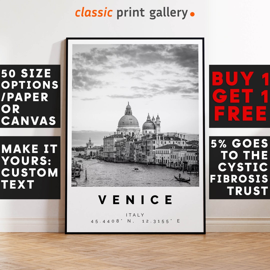 Venice Print Black and White Photo, Venice Wall Art, Venice Travel ...