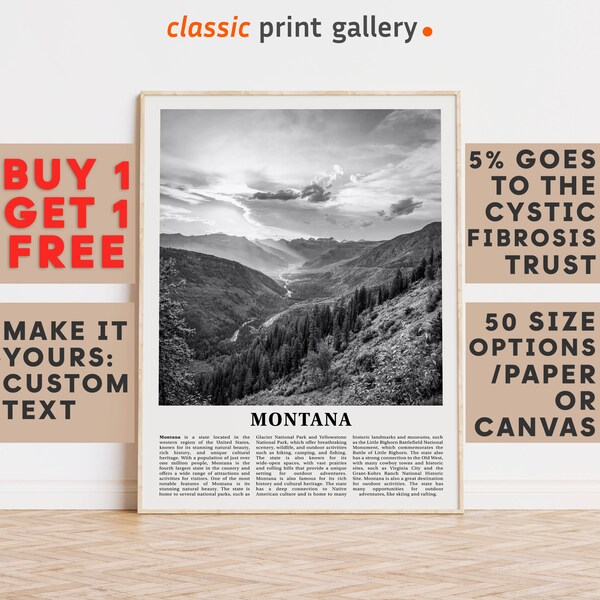 Black and White Framed Prints Montana - Etsy