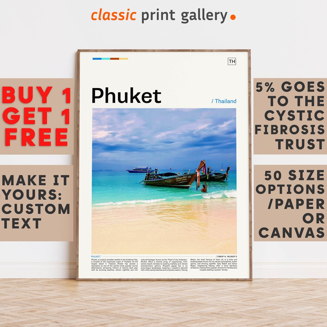 Phuket Print, Phuket Wall Art, Phuket Color Poster With Text ...