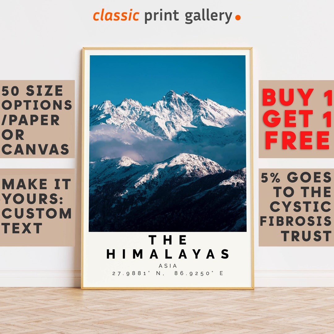 The Himalayas Poster Colorful Print, the Himalayas Wall Art, Photo ...