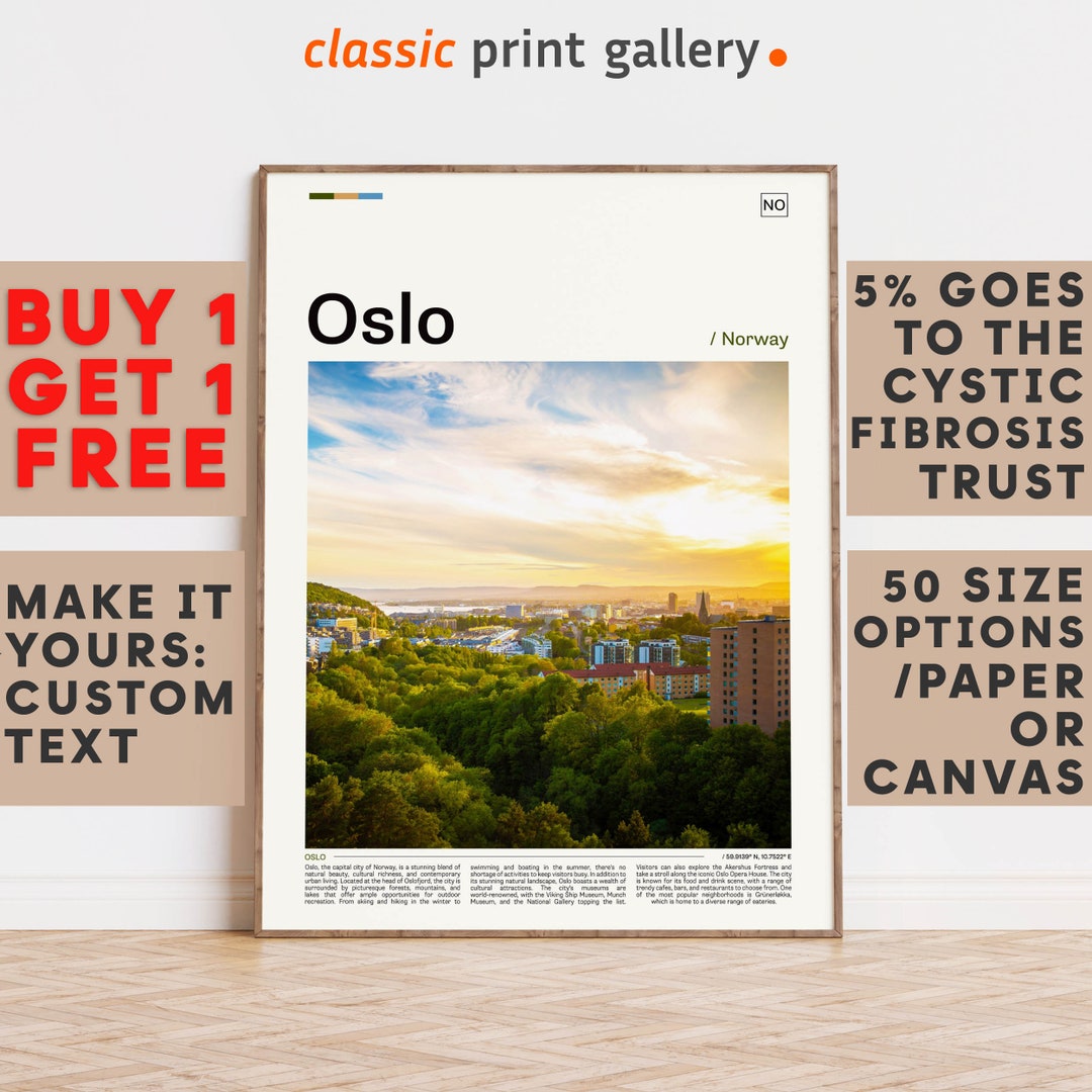 Oslo Print, Oslo Wall Art, Oslo Color Poster With Text, Personalized ...