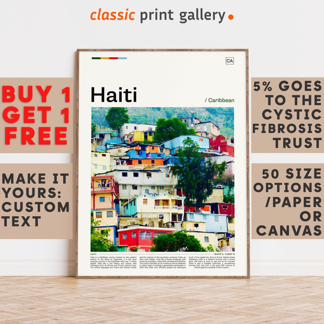 Haiti Print, Haiti Wall Art, Haiti Color Poster With Text, Personalized ...
