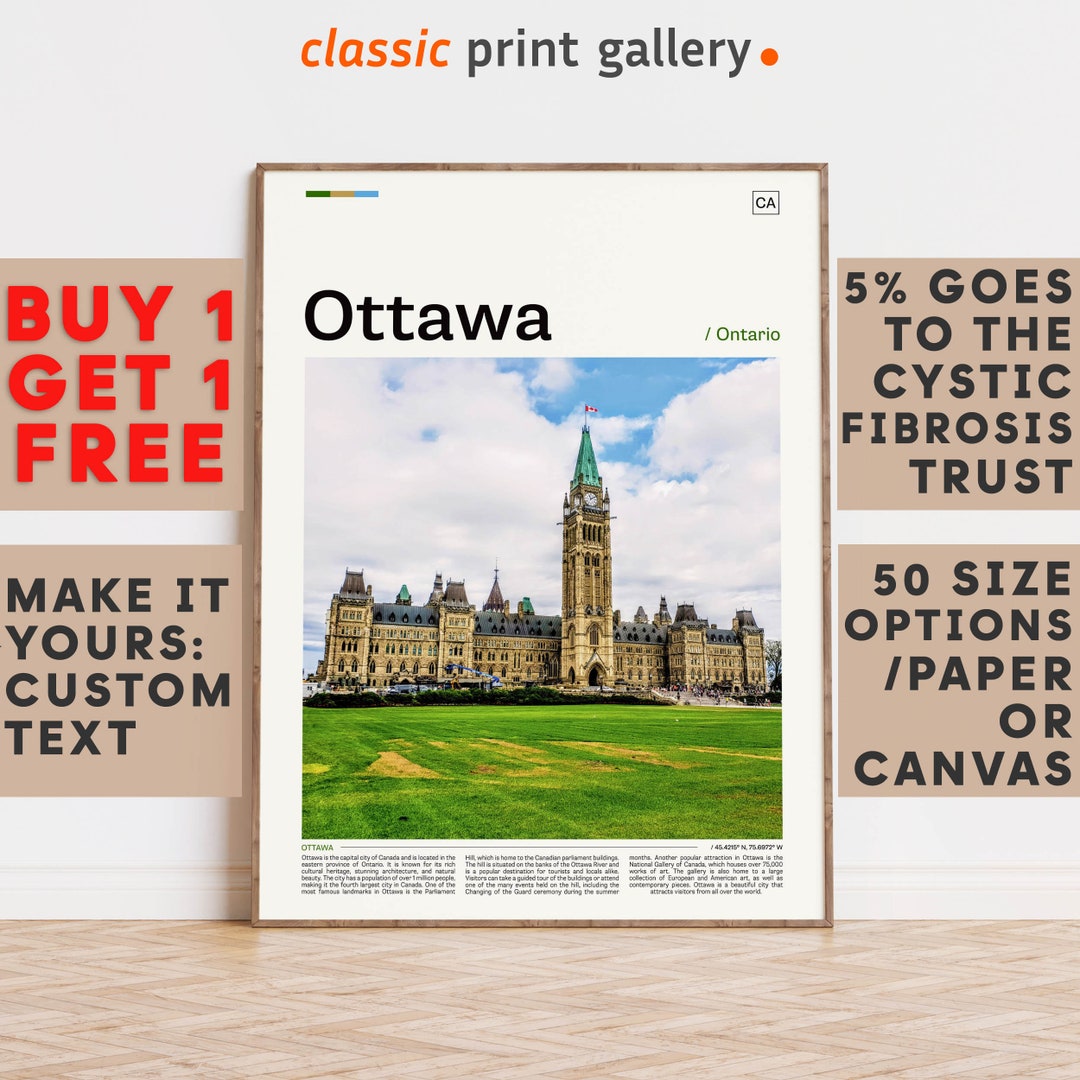 Ottawa Print, Ottawa Wall Art, Ottawa Color Poster With Text ...