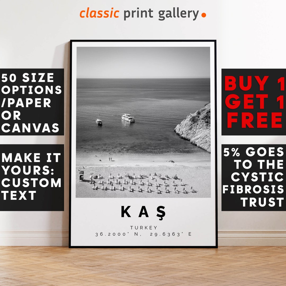 Kas Poster Black and White Print, Kas Wall Art, Kas Travel Poster, Kas ...