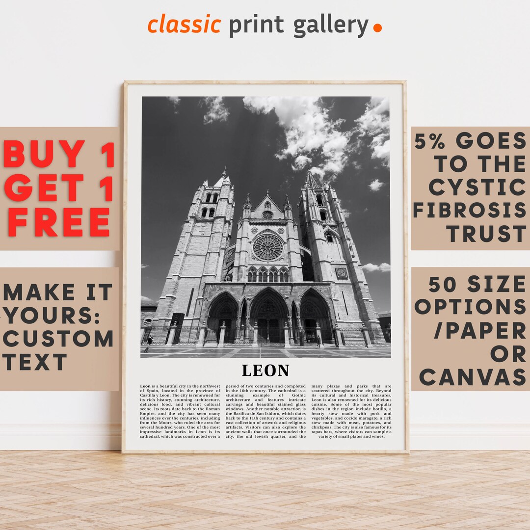 Leon Print, Leon Wall Art, Leon Black and White Poster, Personalized ...