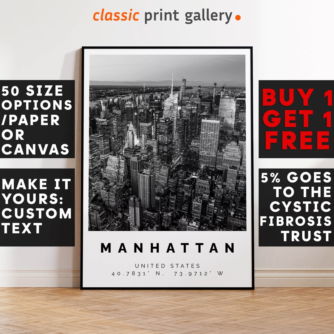 Manhattan Poster Black and White Photo, Manhattan Wall Art, Manhattan ...