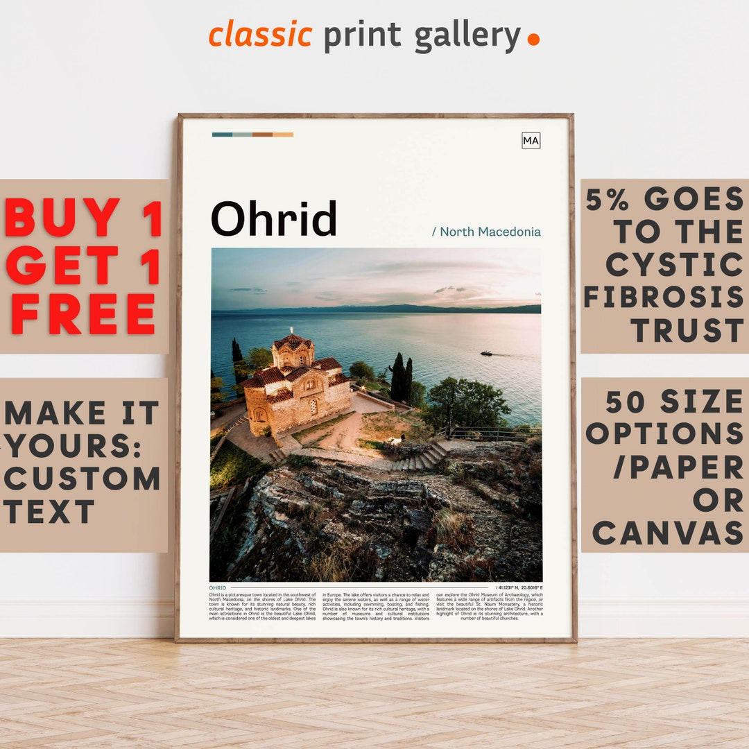Ohrid Print, Ohrid Wall Art, Ohrid Color Poster With Text, Personalized ...