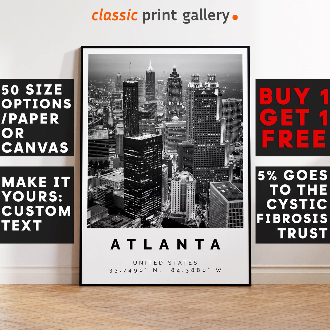 Atlanta Poster Print, Travel Decor, Atlanta Holiday Vacation Art ...