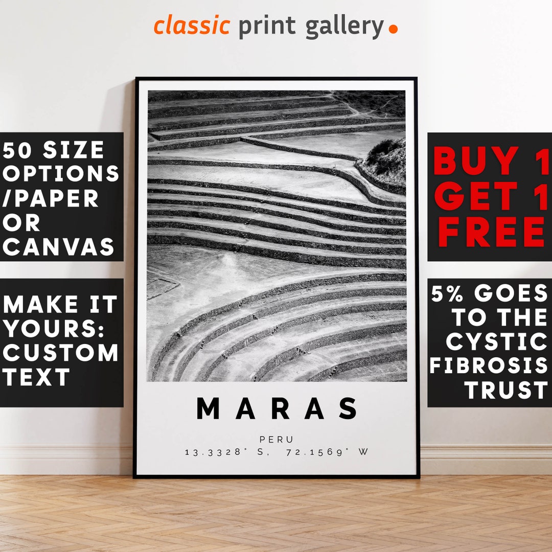 Maras Poster Black and White Print, Maras Wall Art, Maras Travel Poster ...