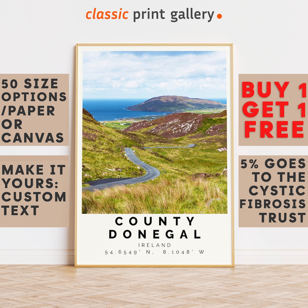 County Donegal Poster Colorful Print, County Donegal Wall Art, County ...