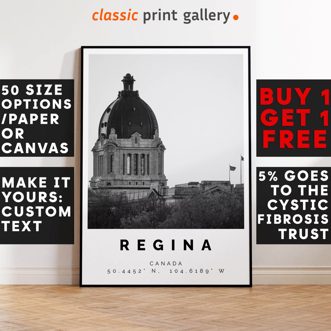 Regina Poster Black and White Print, Regina Wall Art, Regina Travel ...
